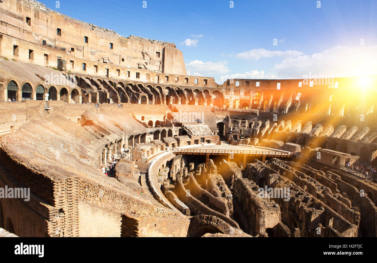 Sunset over the ancient Colosseum. Rome. Italy Stock Photo - Alamy