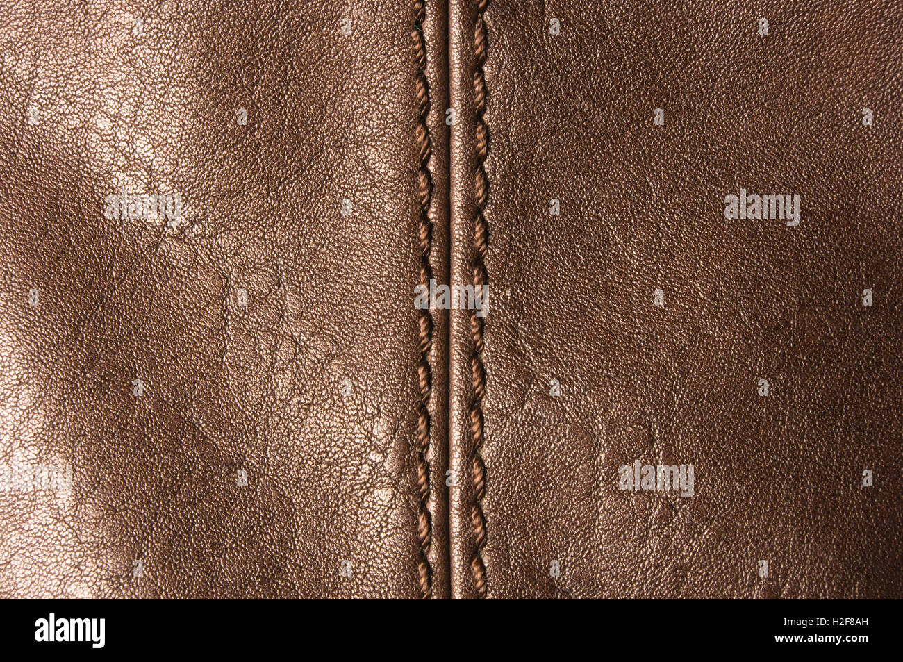 closeup of the seams on brown leather hand bag Stock Photo - Alamy