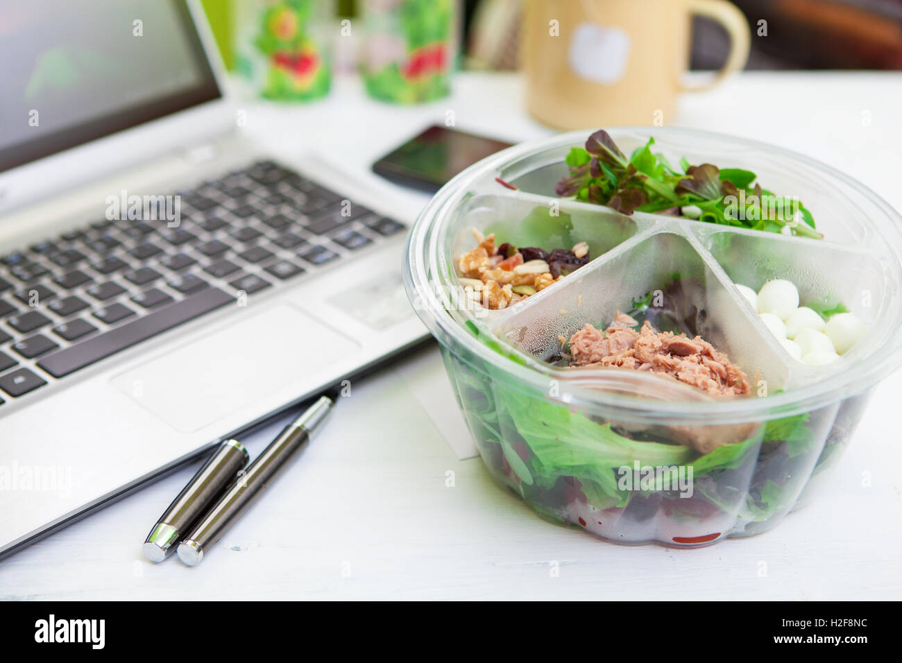 Healthy Vegetable Lunch Box On Working Desk Stock Photo - Alamy