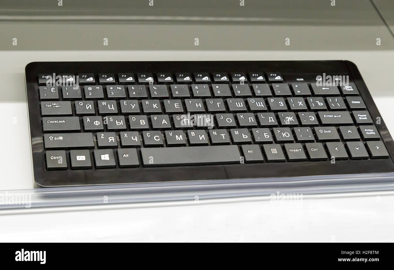 Computer keyboard black-grey color on the surface of the table Stock ...