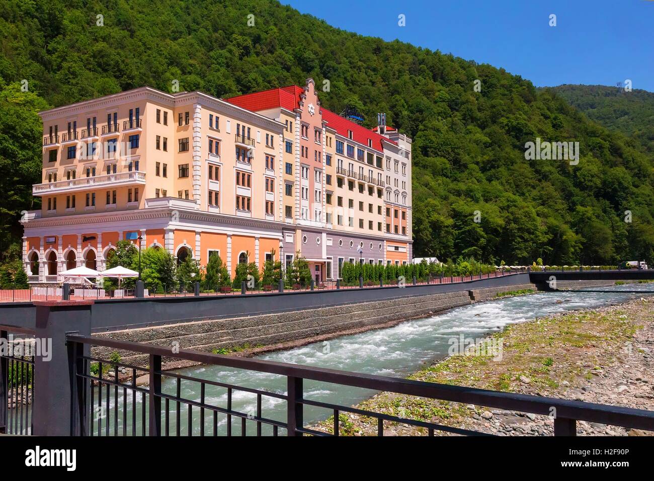 Mountain resort: beautiful multi-storey building, the comfortable hotel ...