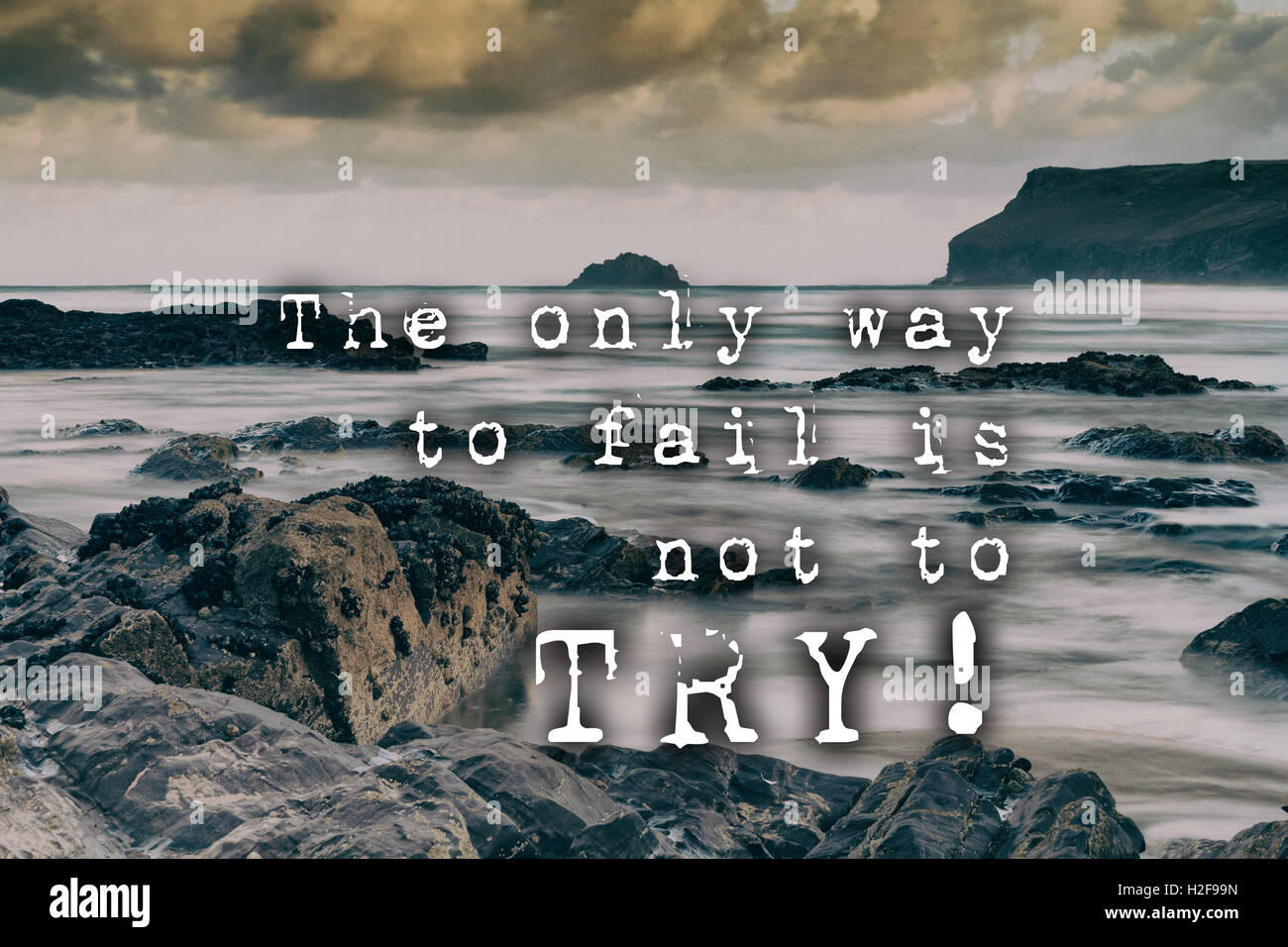 Inspirational motivational quote on a retro style background Stock ...