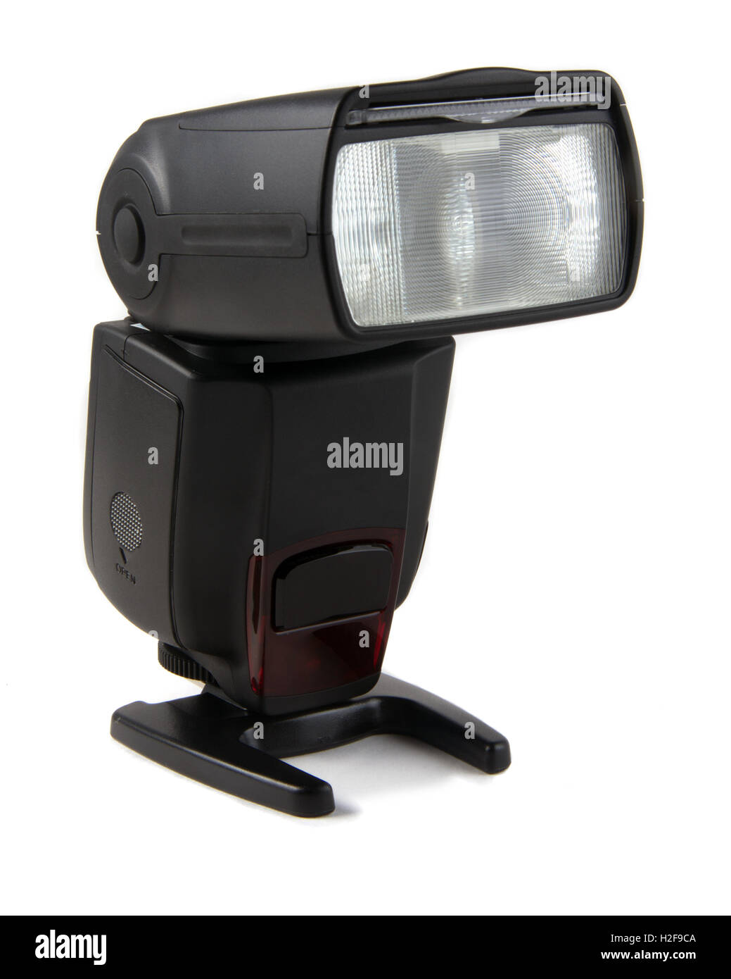 camera speedlight flash over white Stock Photo - Alamy
