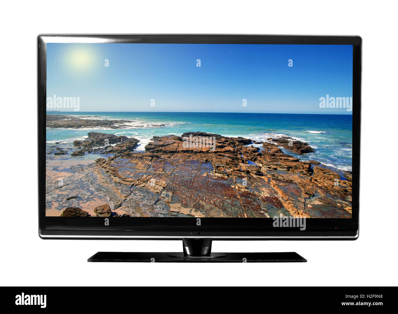 big tv screen with beautiful landscape Stock Photo - Alamy