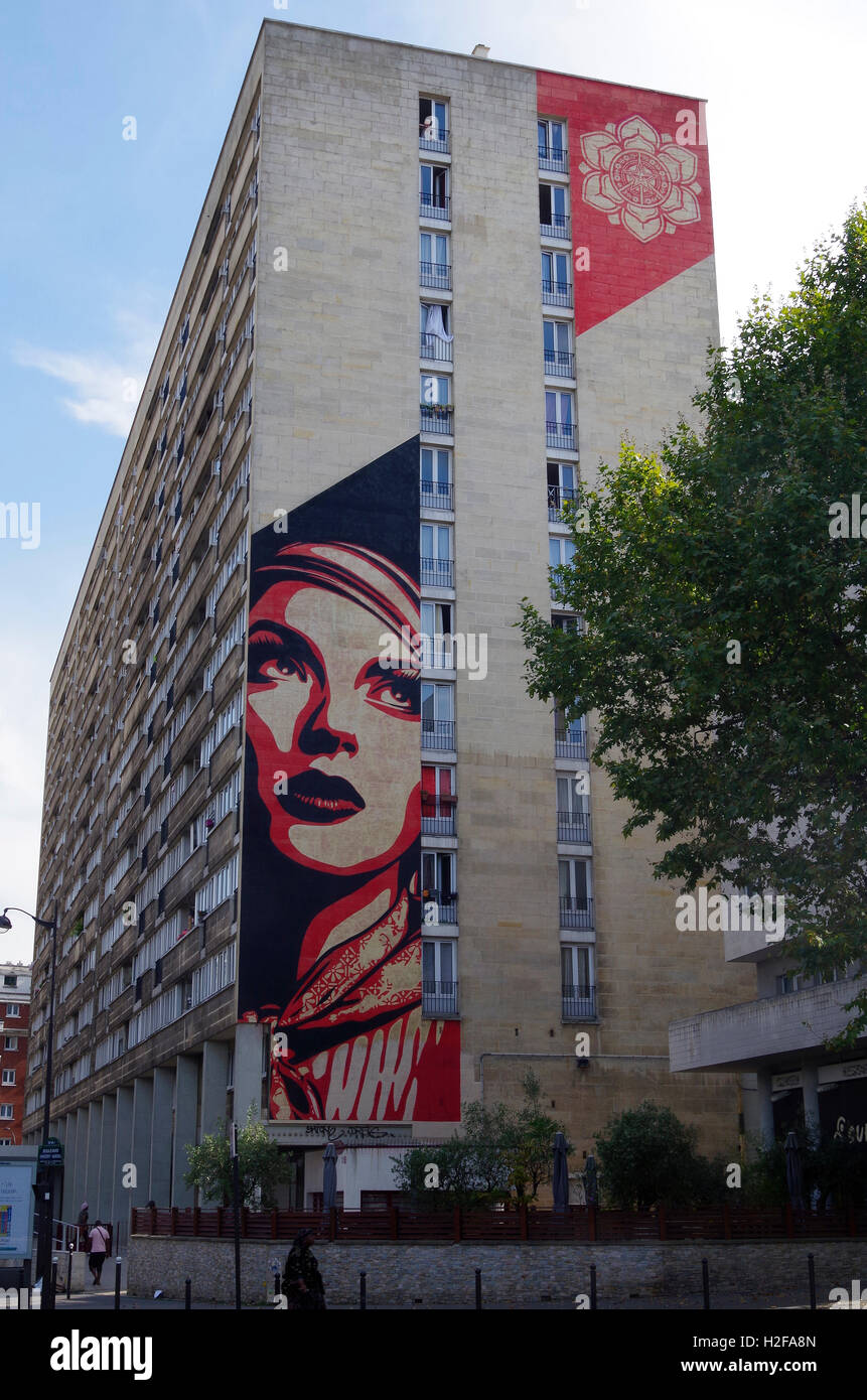 Paris, France, Mural on Apartment Block Stock Photo - Alamy