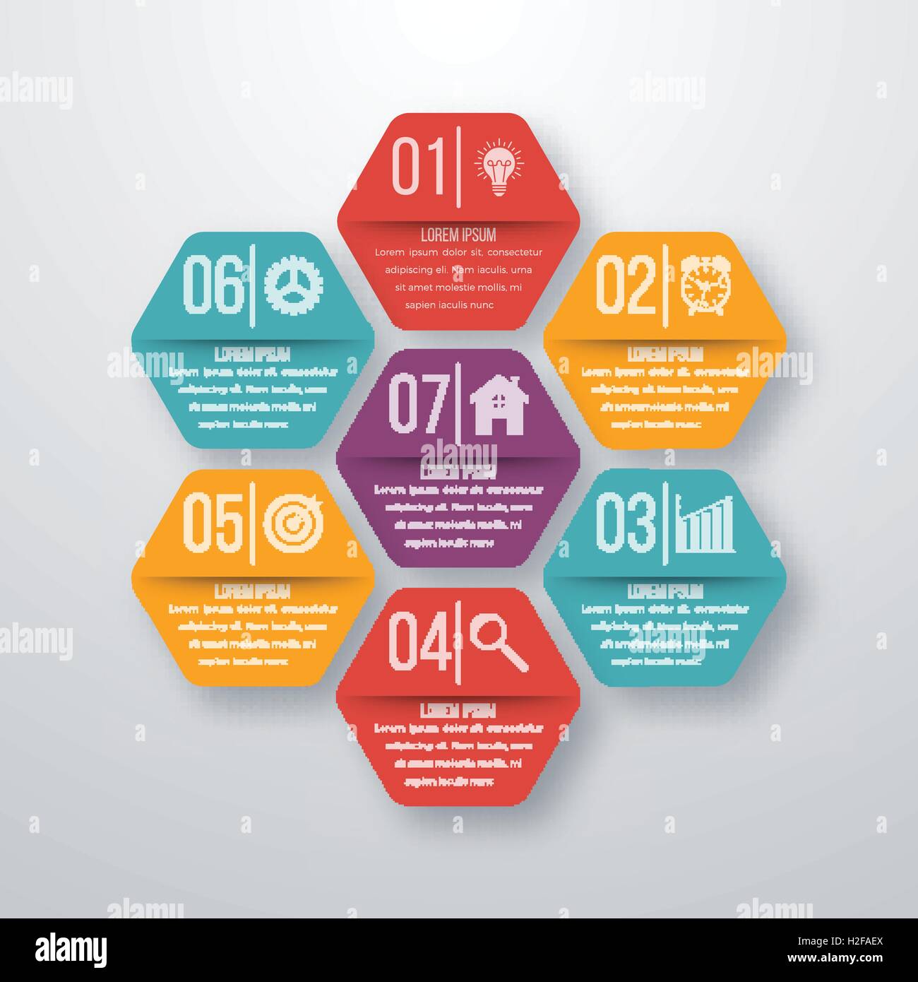 Vector illustration infographics seven hexagons Stock Vector Image ...