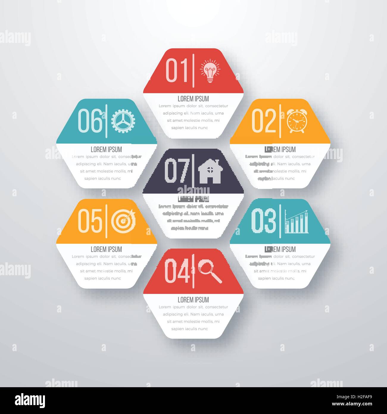 Vector illustration infographics seven hexagons Stock Vector Image ...