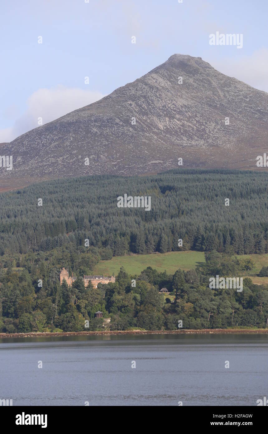 Brodick Castle and Goatfell from Brodick Bay Isle of Arran Scotland ...