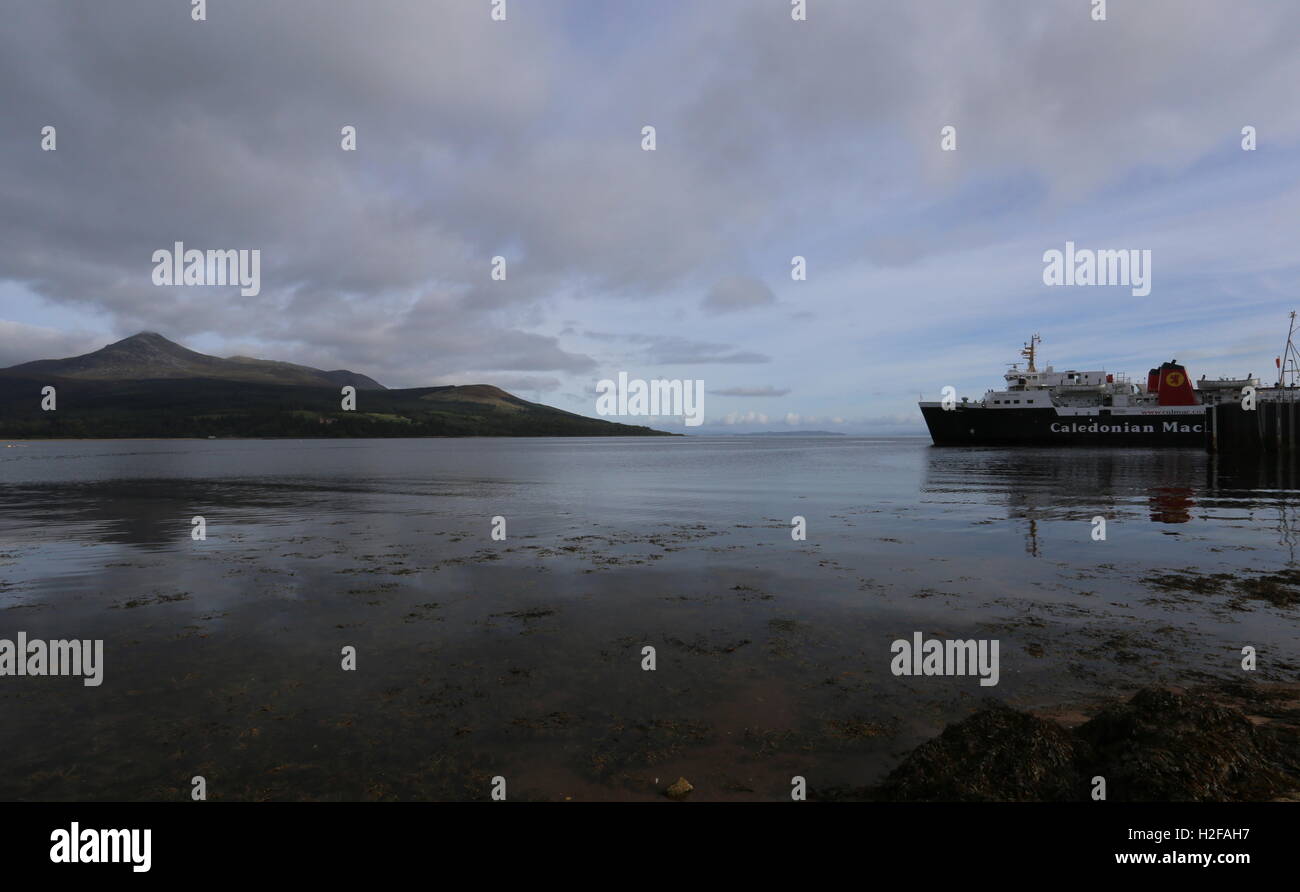 Calmac ferry MV Isle of Arran departing Brodick Arran Scotland ...
