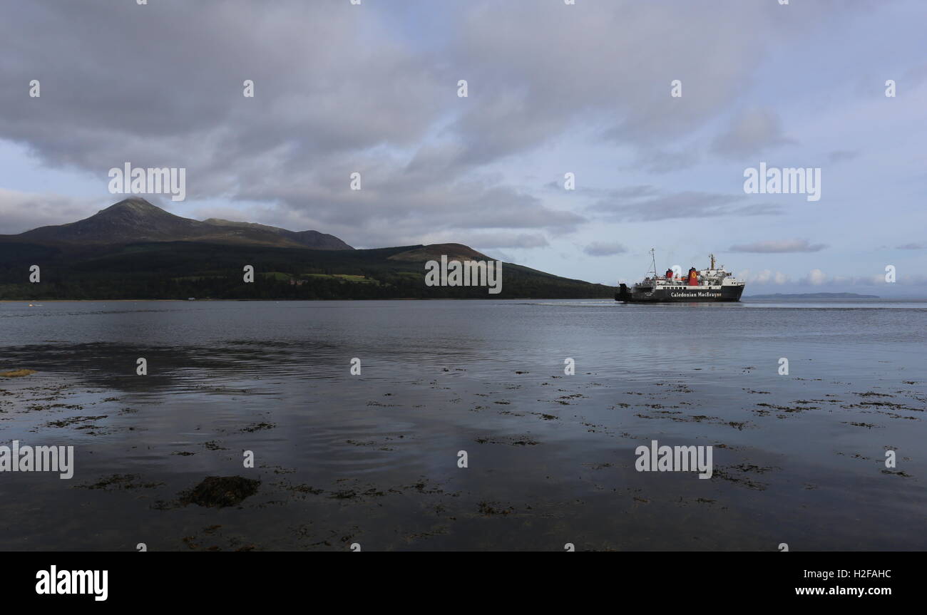 Calmac ferry MV Isle of Arran departing Brodick Arran Scotland ...