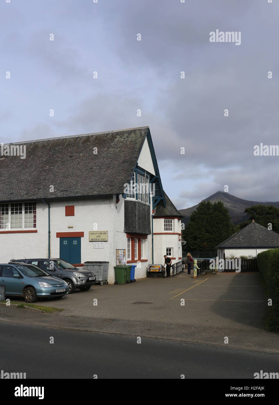 Exterior of Arran library and Brodick Hall Isle of Arran Scotland ...