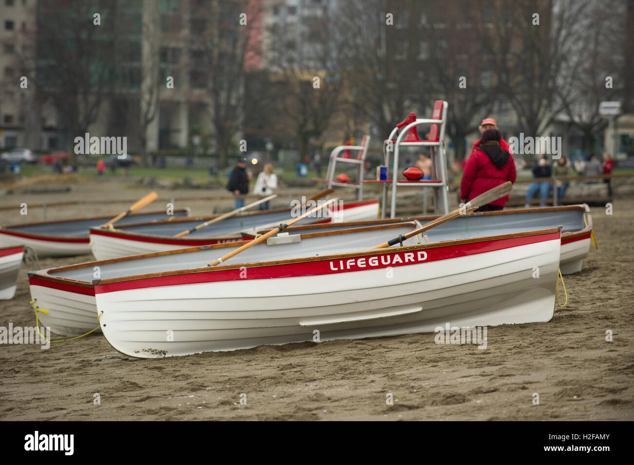 Life Guard life saving equipment, wooden row boats. Vancouver British ...