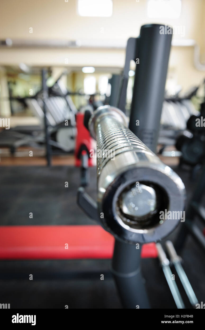 Empty barbell bar waiting to workout Stock Photo - Alamy