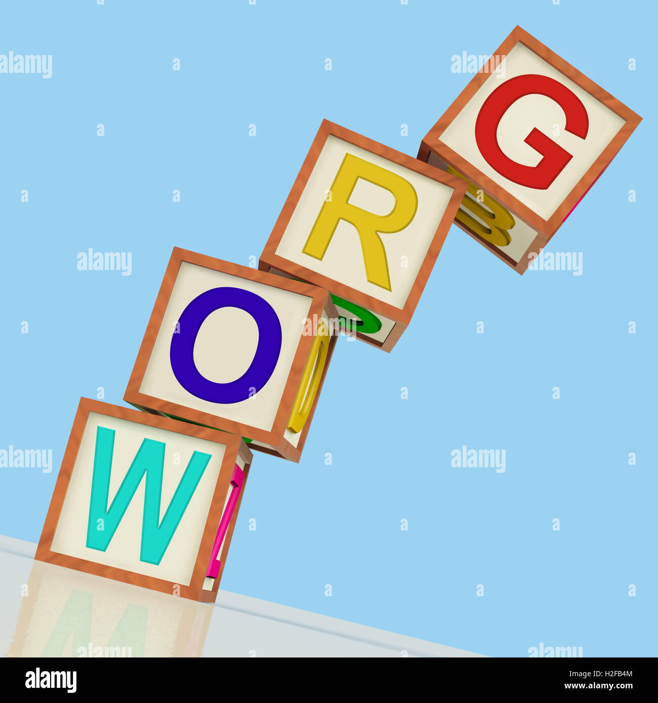 Grow Blocks Shows Advancing Expanding And Developing Stock Photo - Alamy