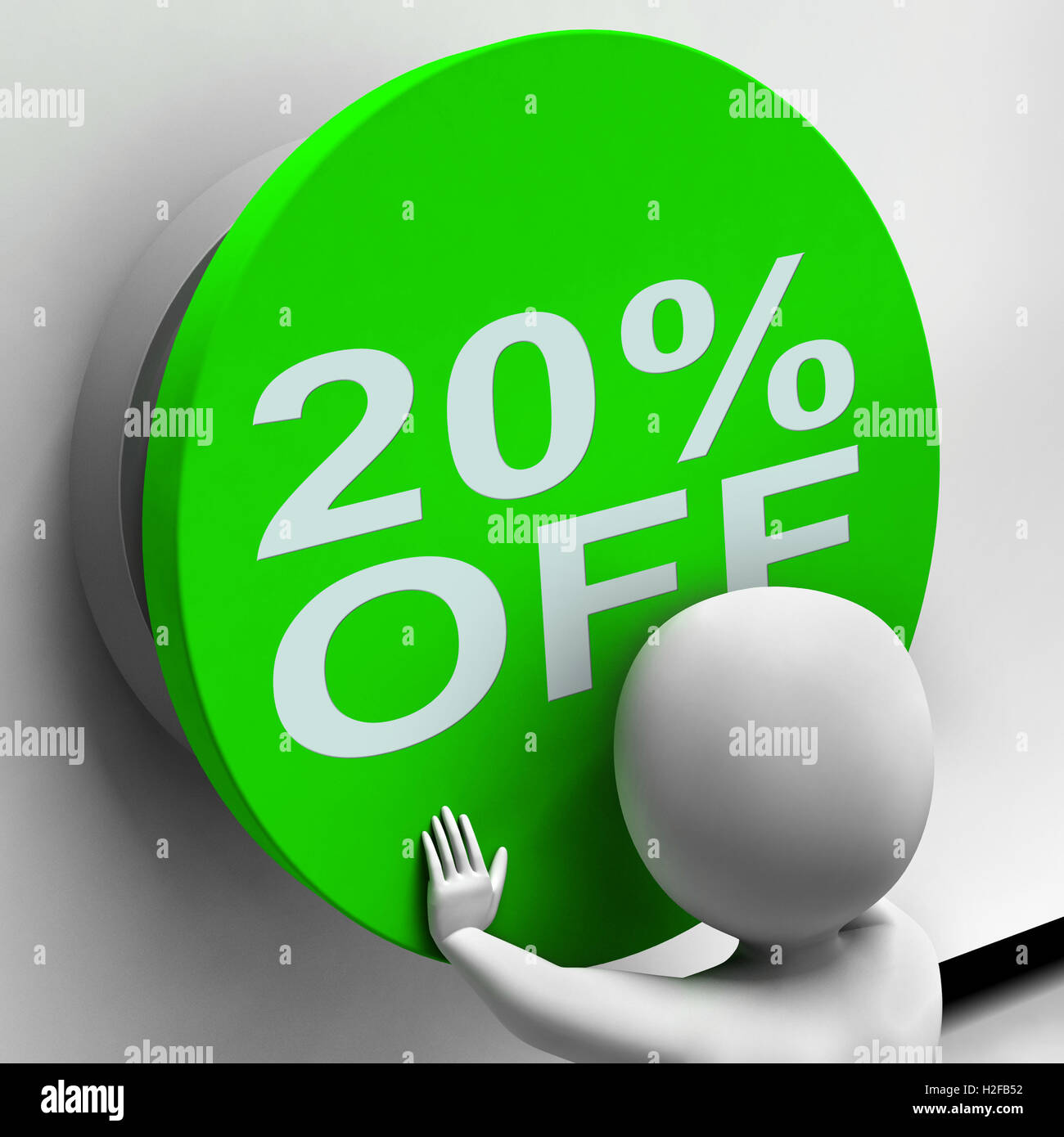 Twenty Percent Off Button Shows 20 Price Reduction Stock Photo - Alamy