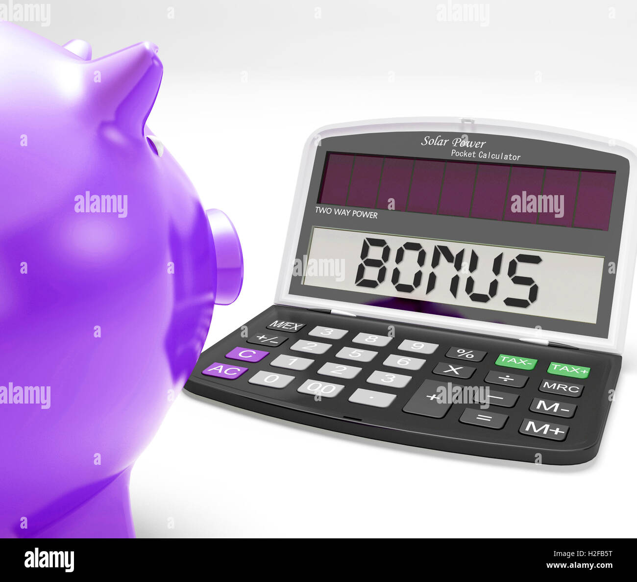 Bonus Calculator Shows Perk Extra Or Incentive Stock Photo - Alamy