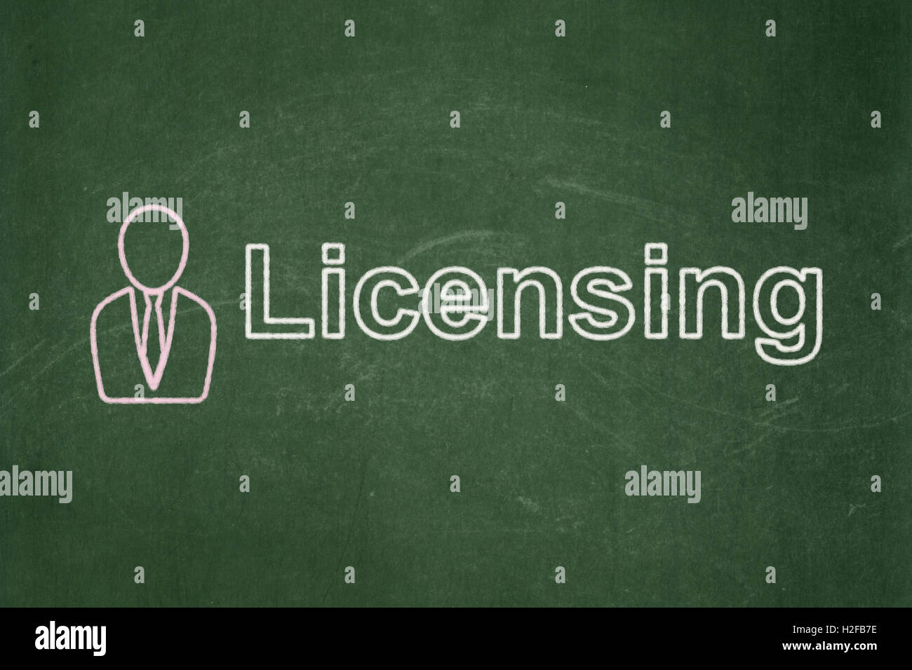 Law concept: Business Man and Licensing on chalkboard background Stock ...