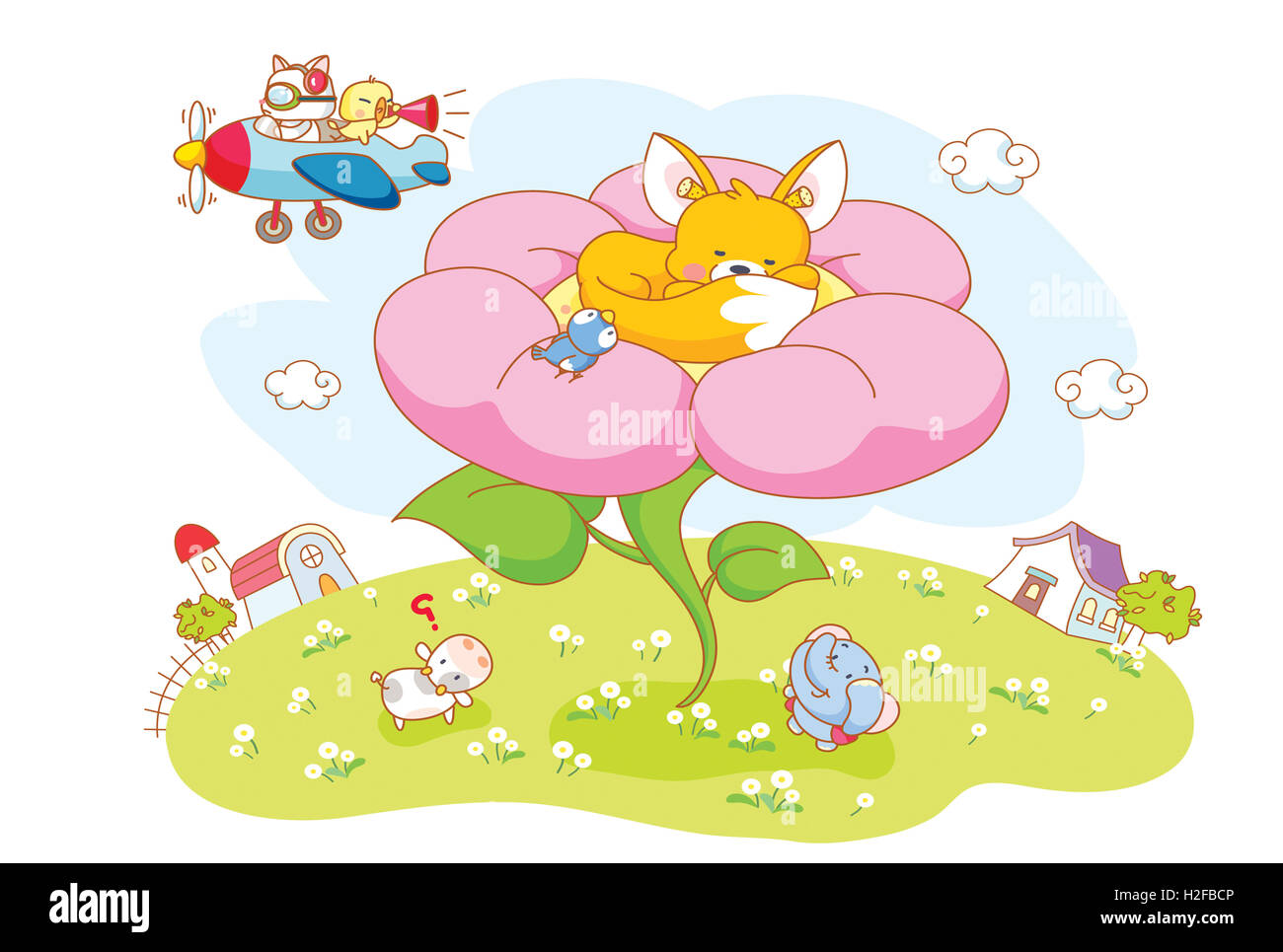 Cartoon animals in flowers hi-res stock photography and images - Alamy