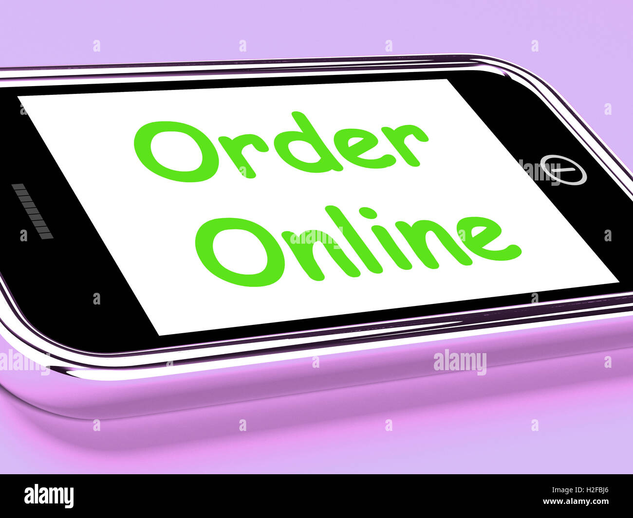 Order Online On Phone Shows Buying In Web Stores Stock Photo - Alamy