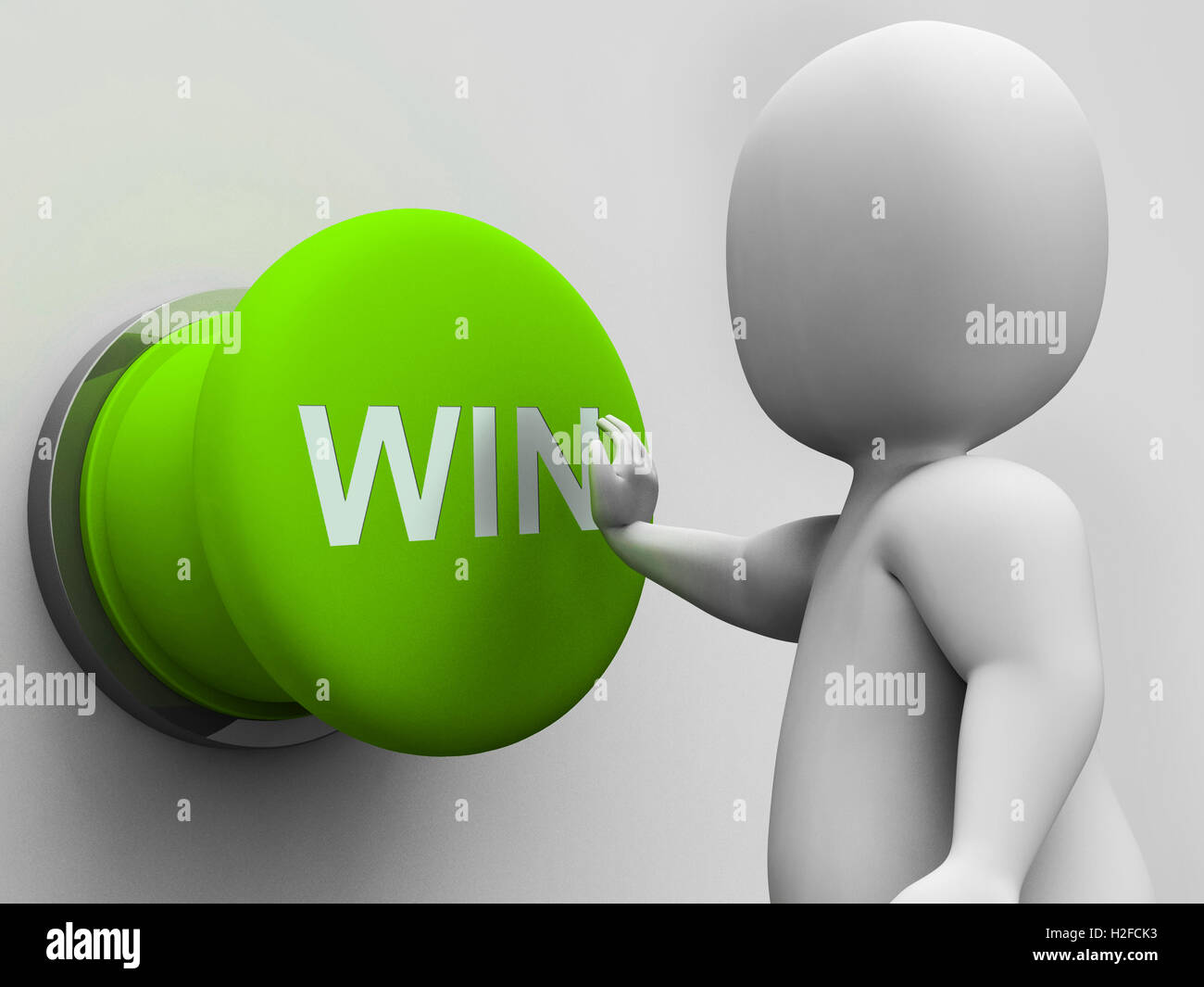 Win Button Means 1st Place Competition Or Victory Stock Photo - Alamy