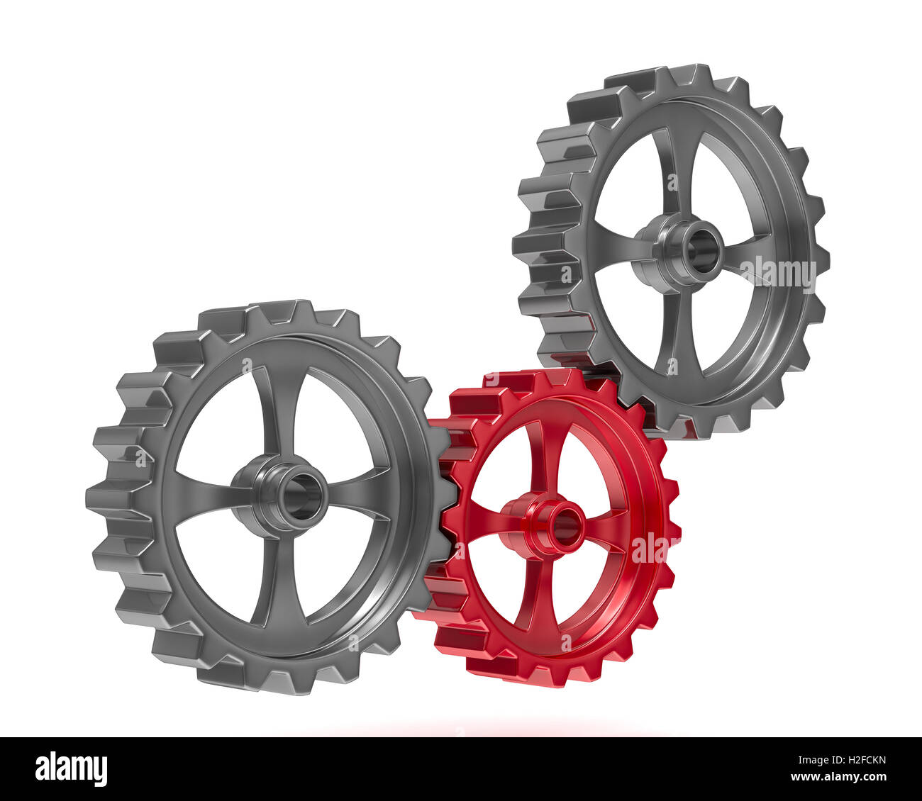 Three gears on white background. Isolated 3D image Stock Photo - Alamy