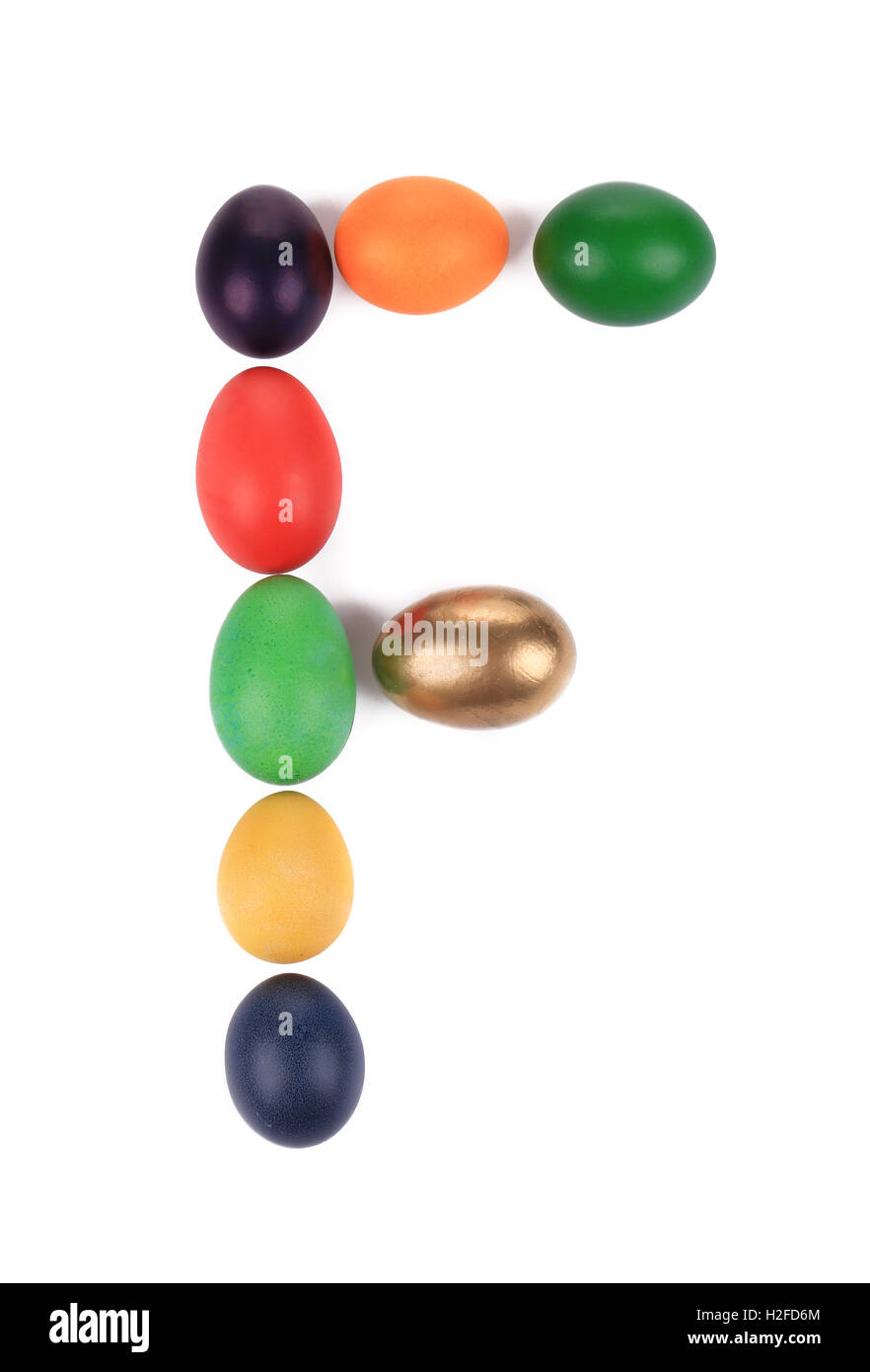 Letter F from the eggs for easter Stock Photo - Alamy