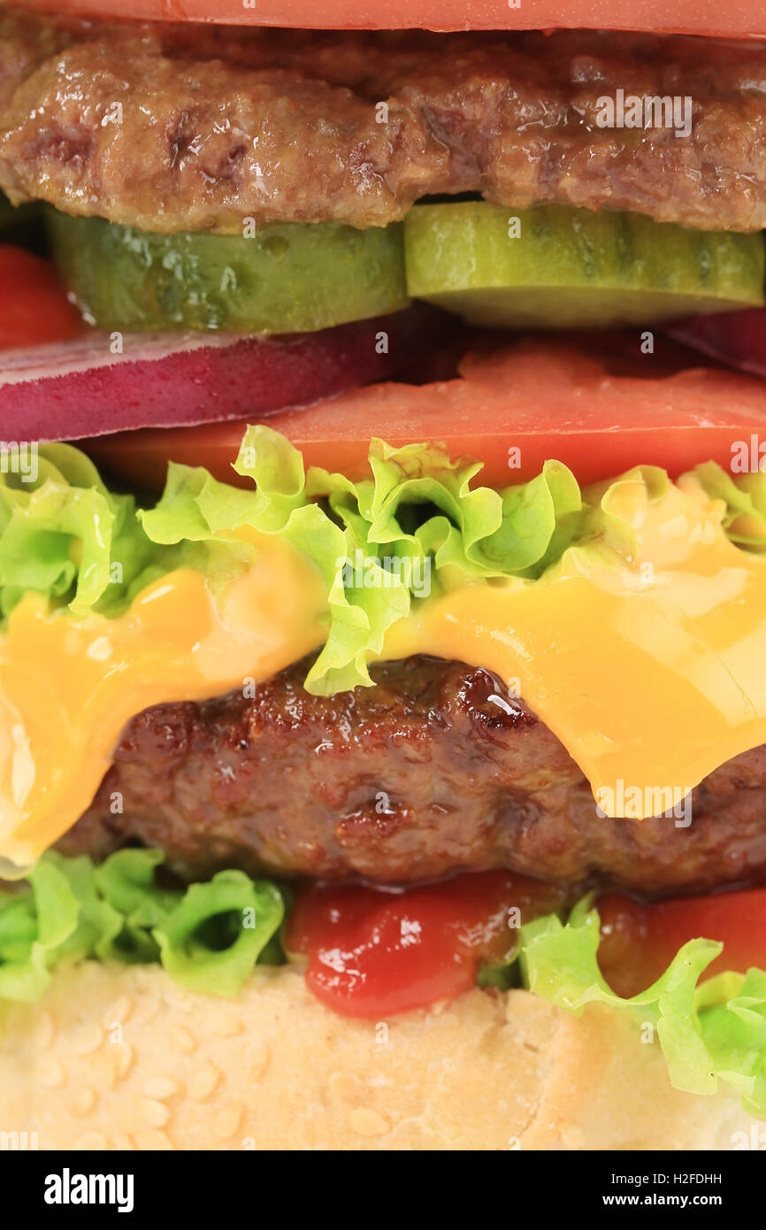 Close up of hamburger layers Stock Photo - Alamy