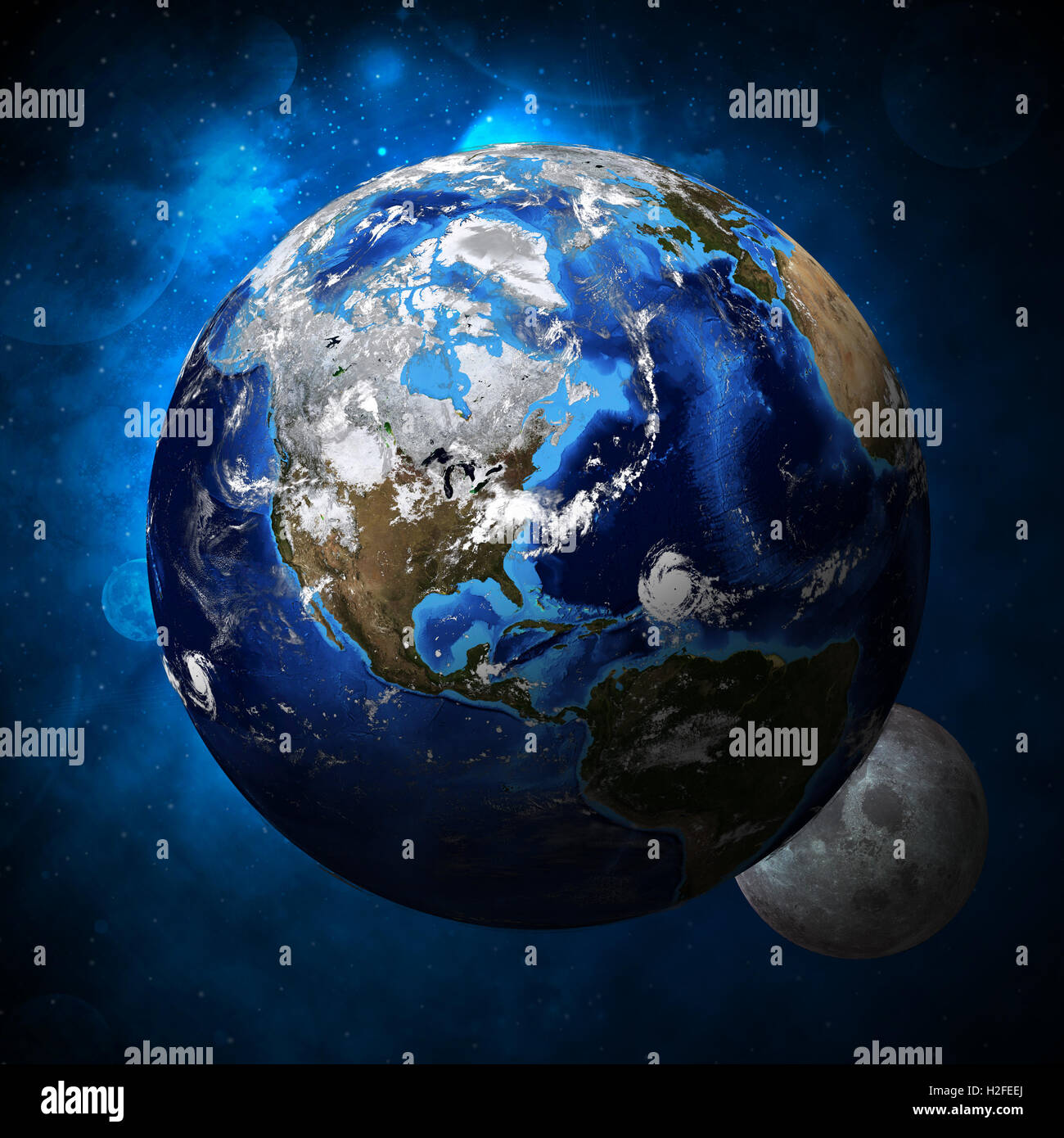 Earth planet and moon Stock Photo - Alamy