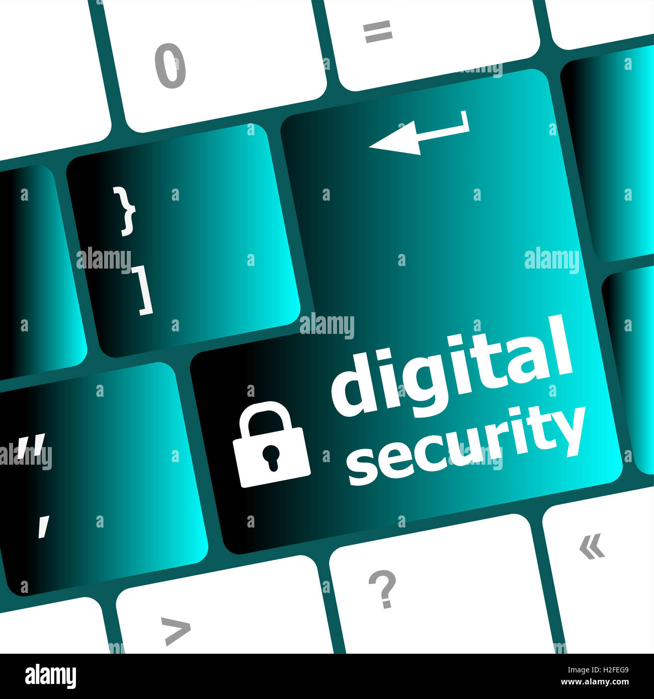 Safety concept: computer keyboard with digital security icon on enter ...