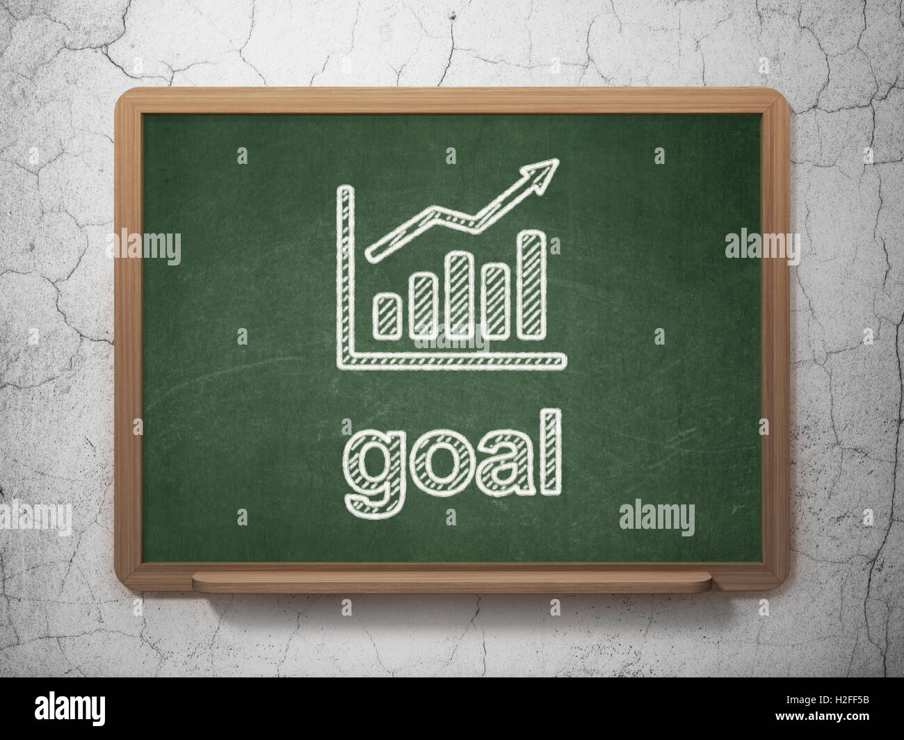 Marketing concept: Growth Graph and Goal on chalkboard background Stock ...