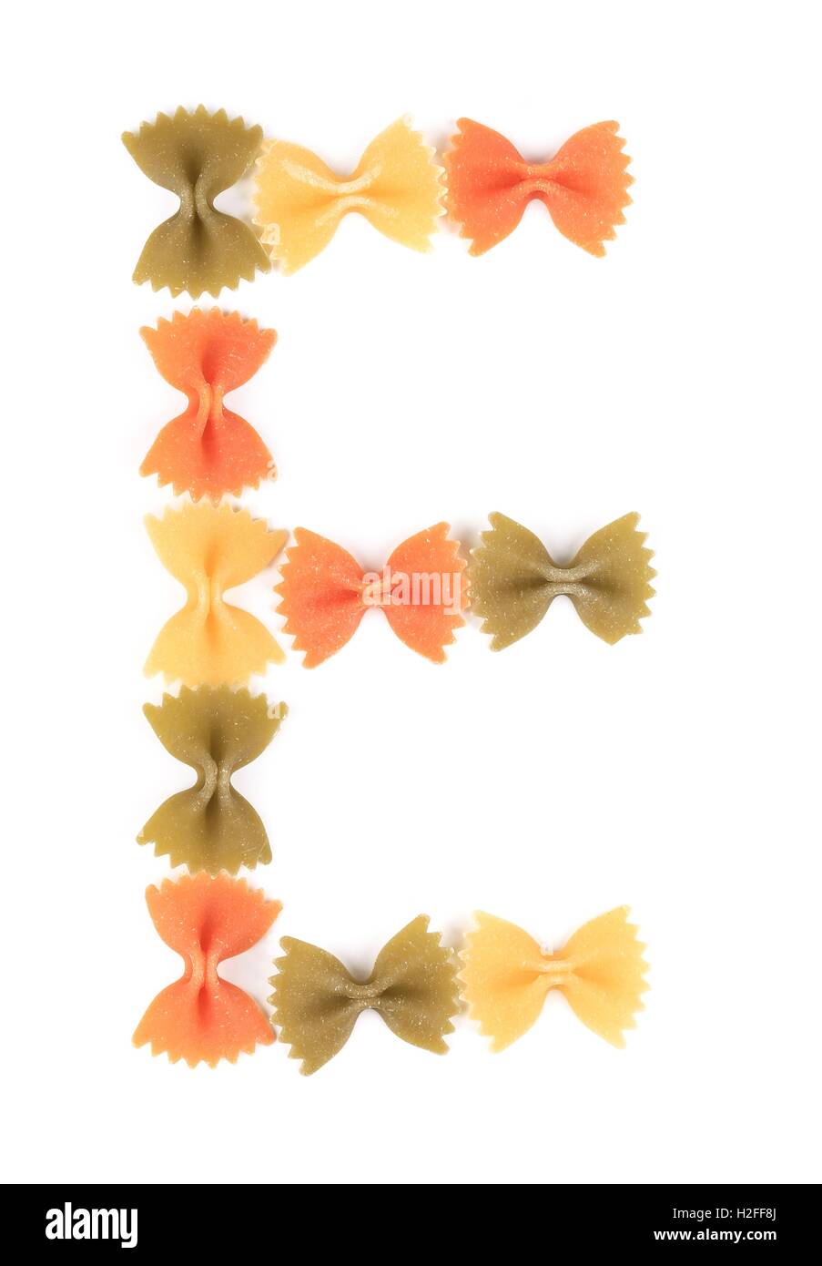 Letter E from the colorful pasta Stock Photo - Alamy