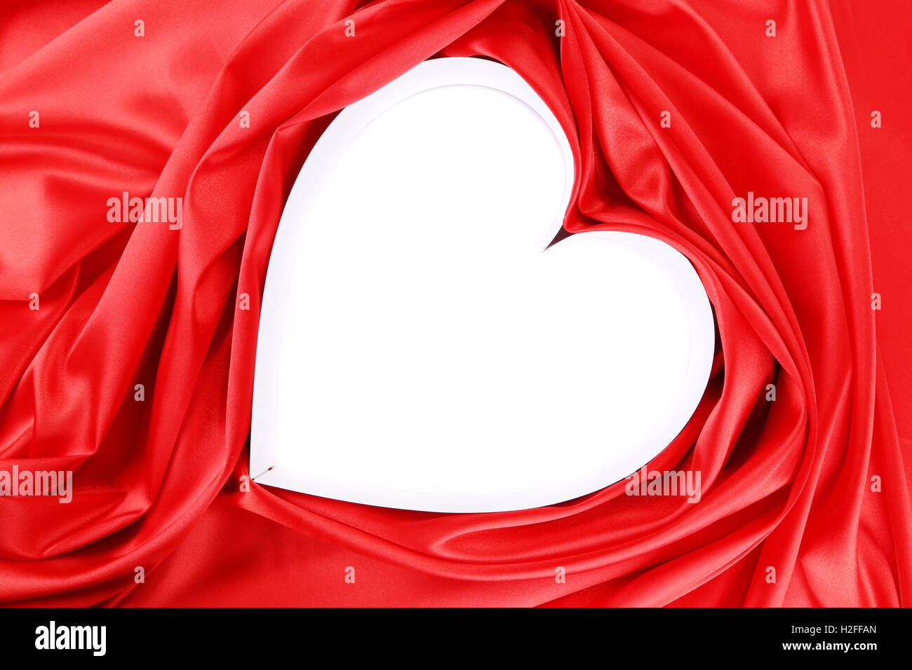 Paper heart in red satin Stock Photo - Alamy