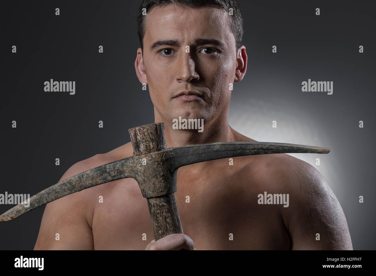 Engineer, Construction worker portrait holding a peak Stock Photo - Alamy