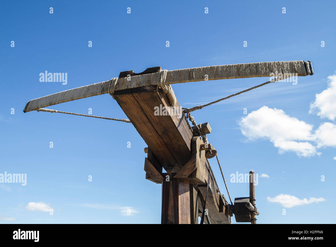 Medieval siege weapons, crossbows, onagers, catapults and batter Stock ...