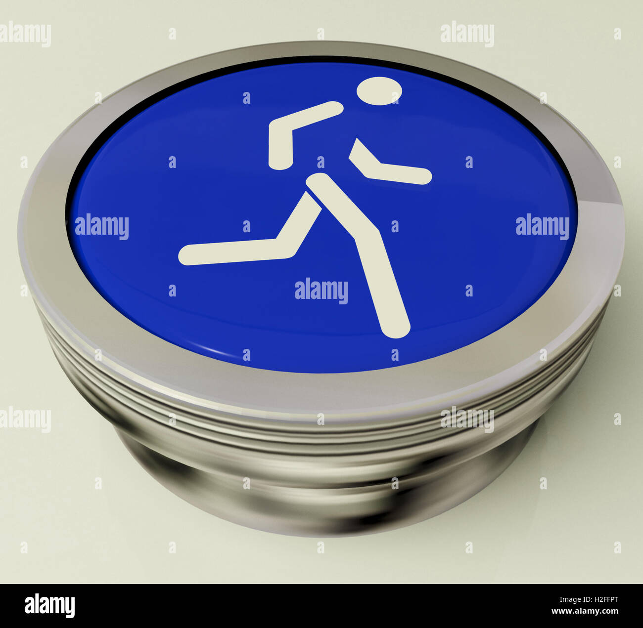 Runner Button Means Race Or Getting Fit Stock Photo - Alamy