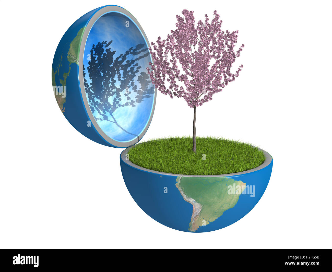Sustainable symbol tree white world hi-res stock photography and images ...