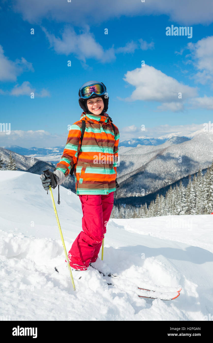 Girl on skis Stock Photo - Alamy