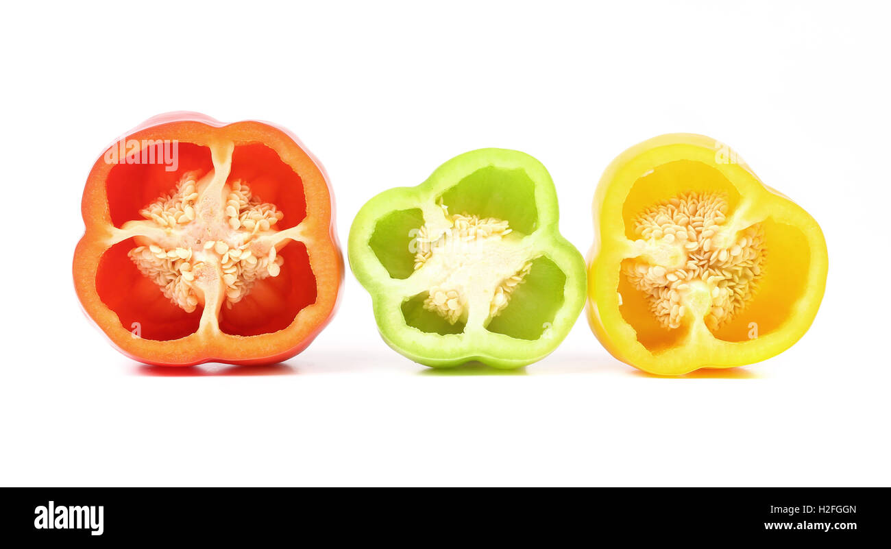 Three half of bell peppers Stock Photo - Alamy