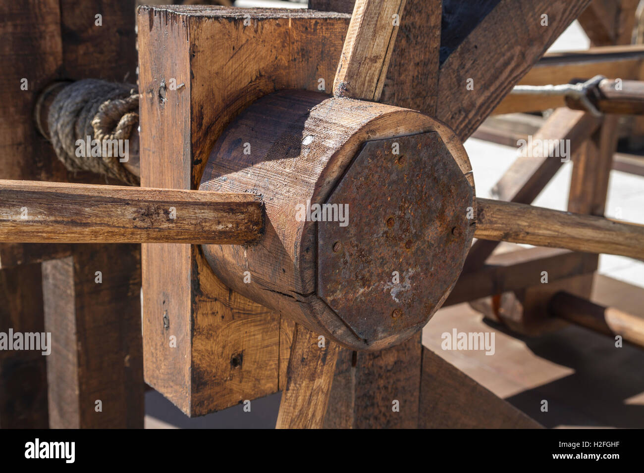 Medieval siege weapons, crossbows, onagers, catapults and batter Stock ...