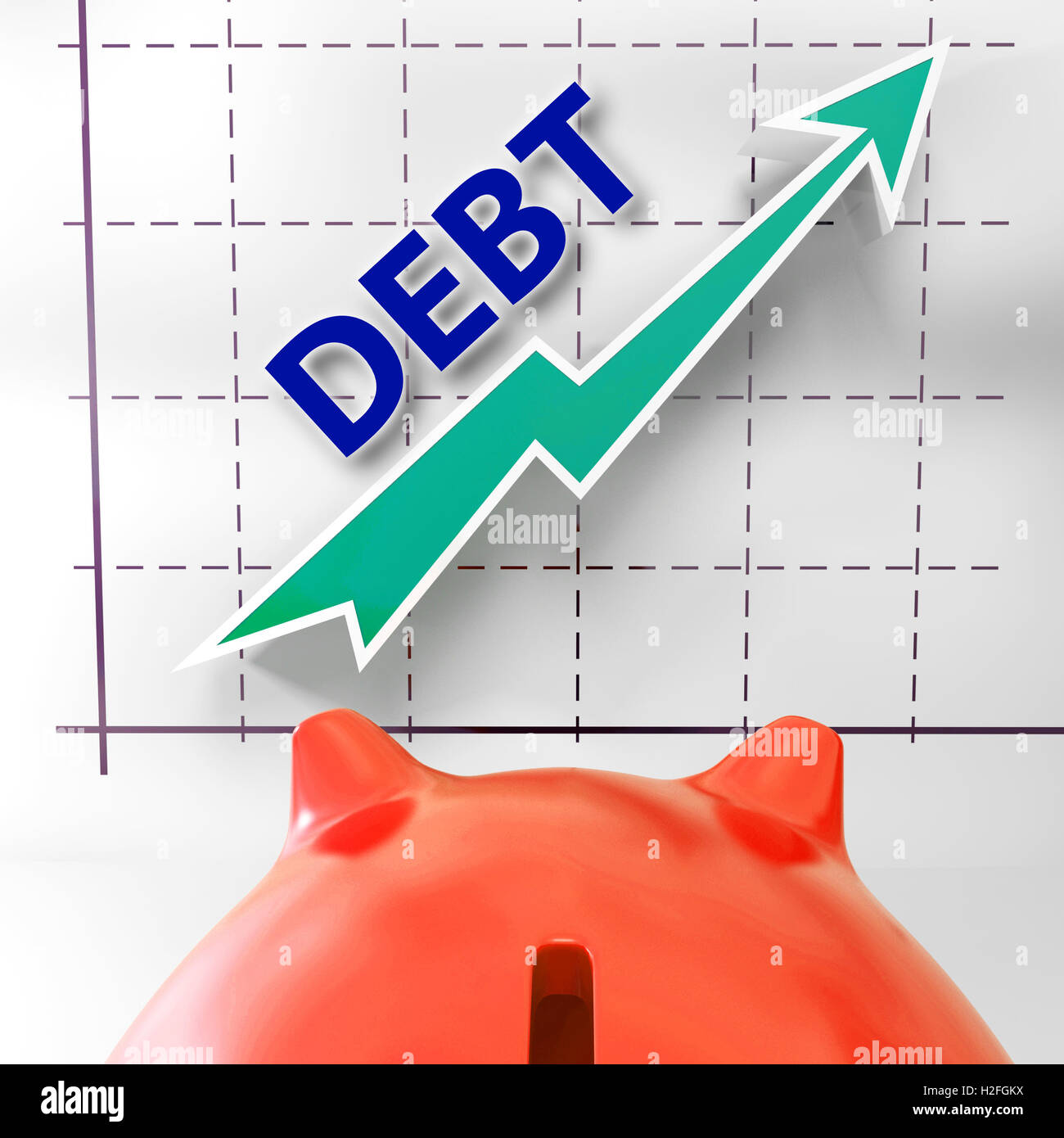 Debt Graph Means Money Due And Liabilities Stock Photo - Alamy
