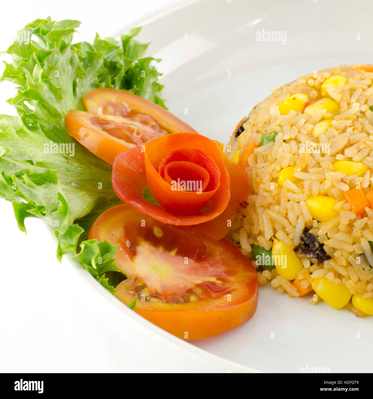 American fried rice isolated on white Stock Photo - Alamy