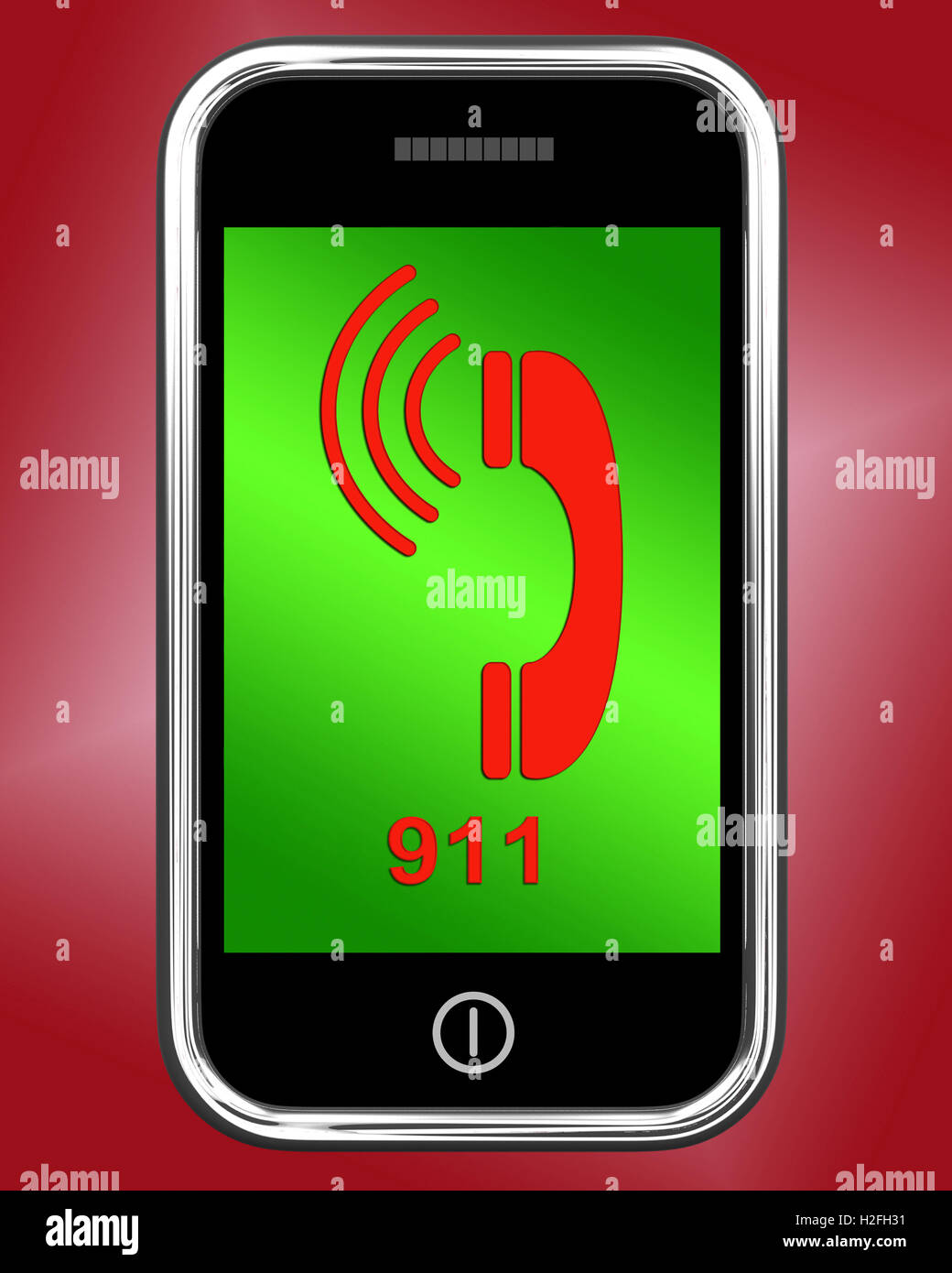 Nine One On Phone Shows Call Emergency Help Rescue 911 Stock Photo - Alamy