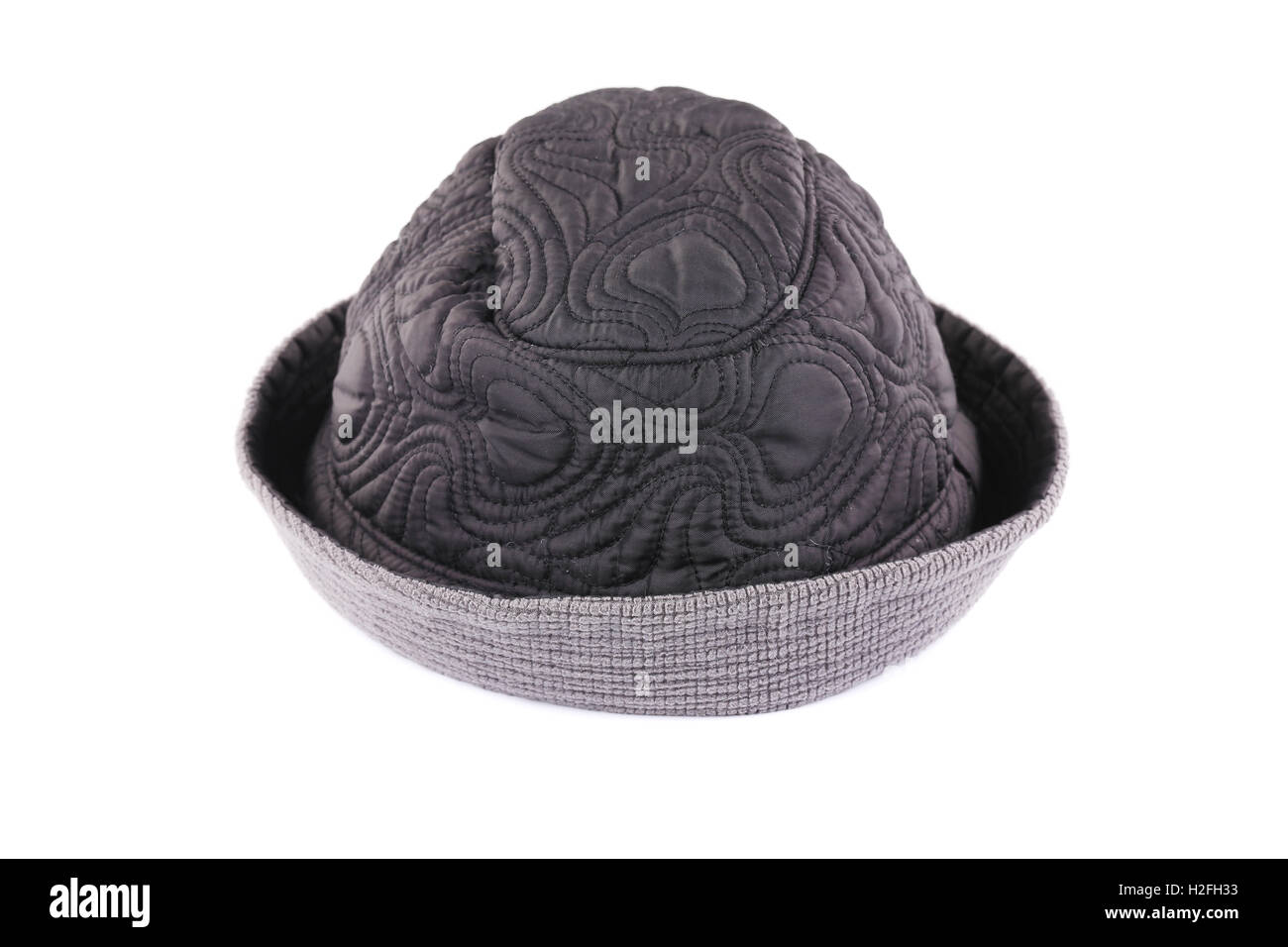 Black textile hat with wrapped edges Stock Photo - Alamy