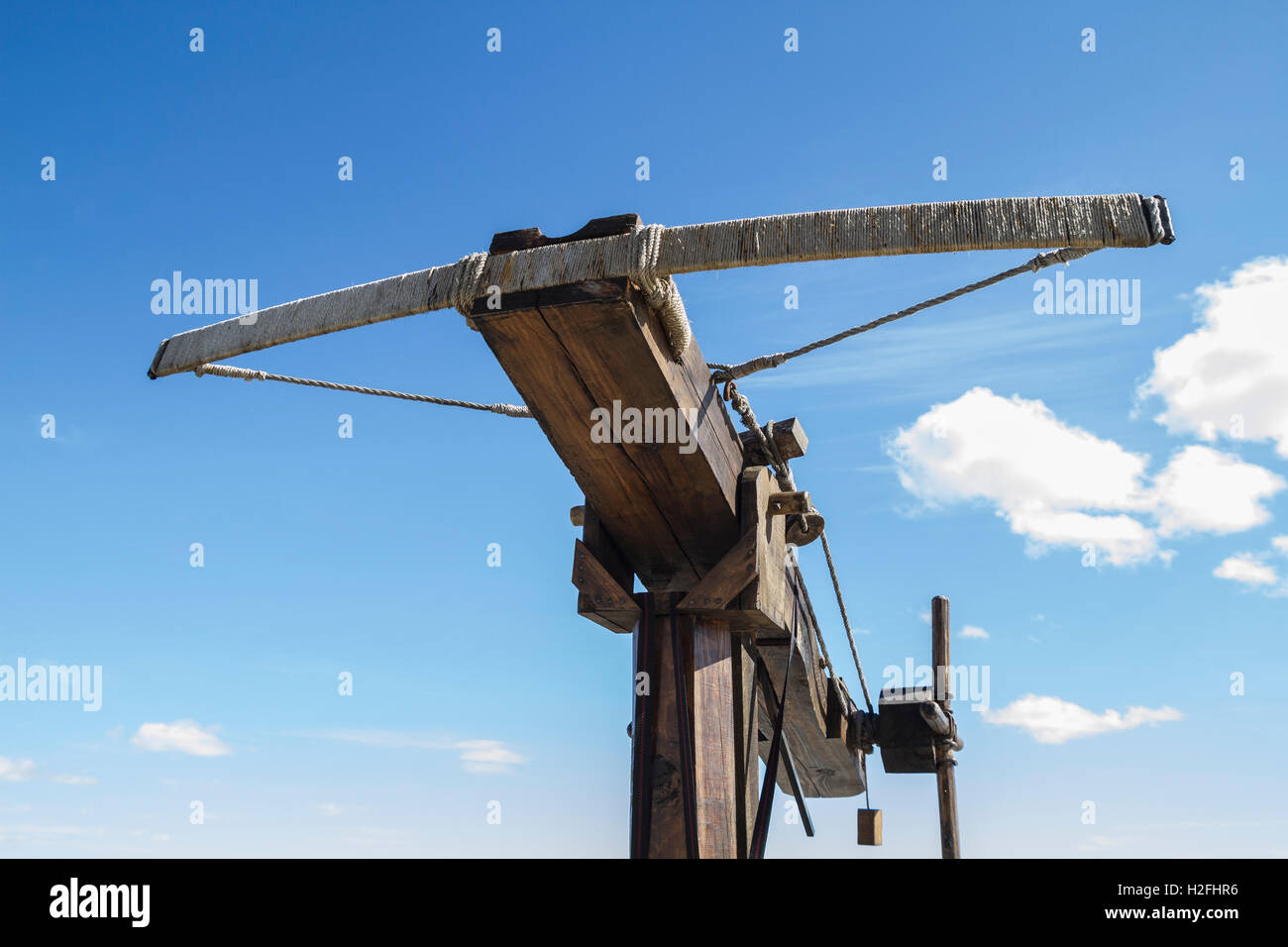 Medieval siege weapons, crossbows, onagers, catapults and batter Stock ...