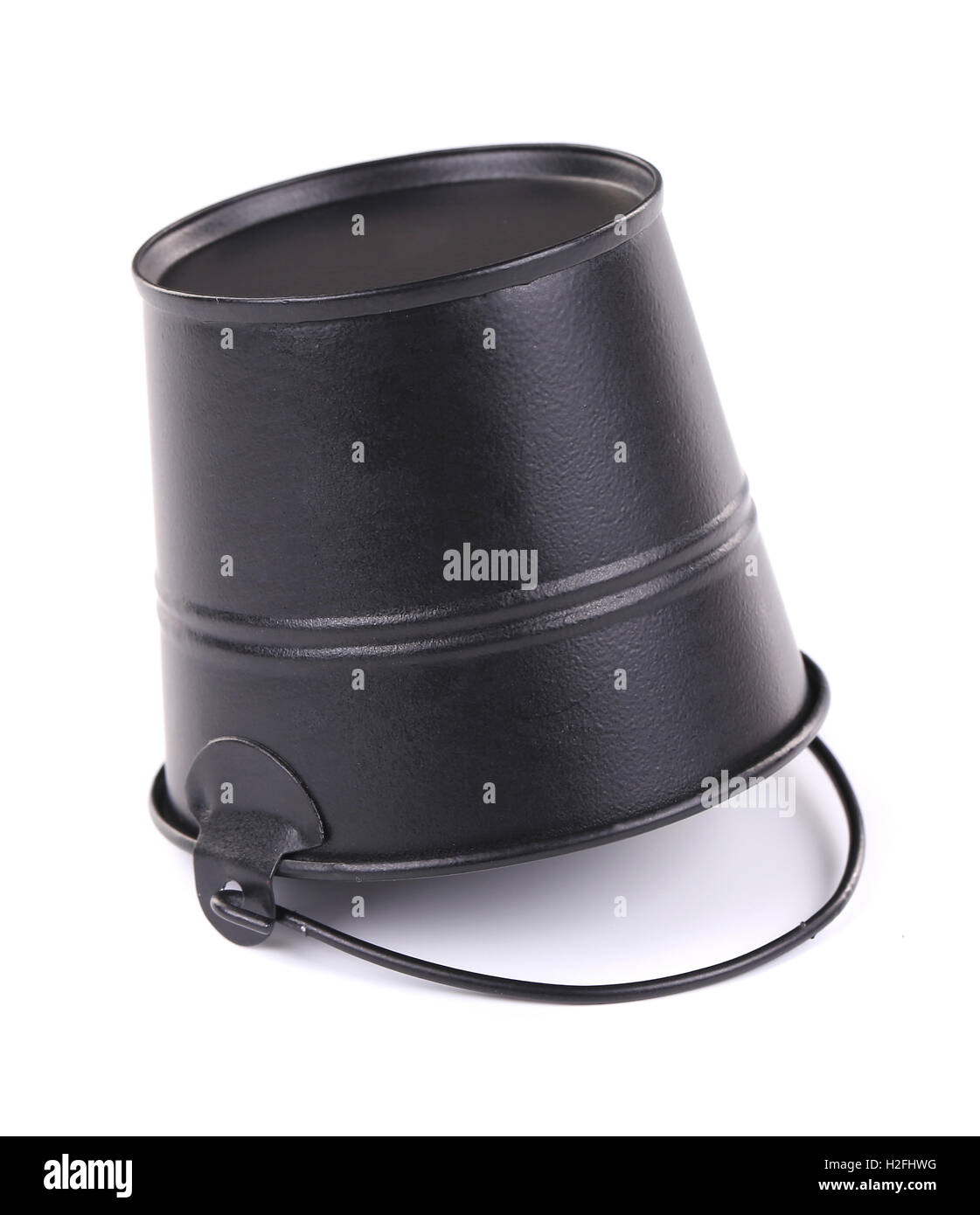 Close up of black metal bucket Stock Photo - Alamy