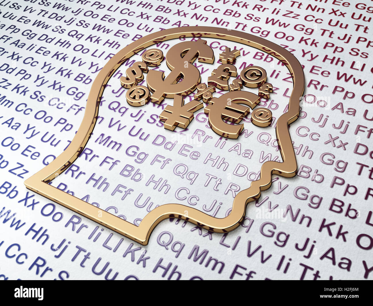 Education concept: Golden Head With Finance Symbol on Alphabet ...