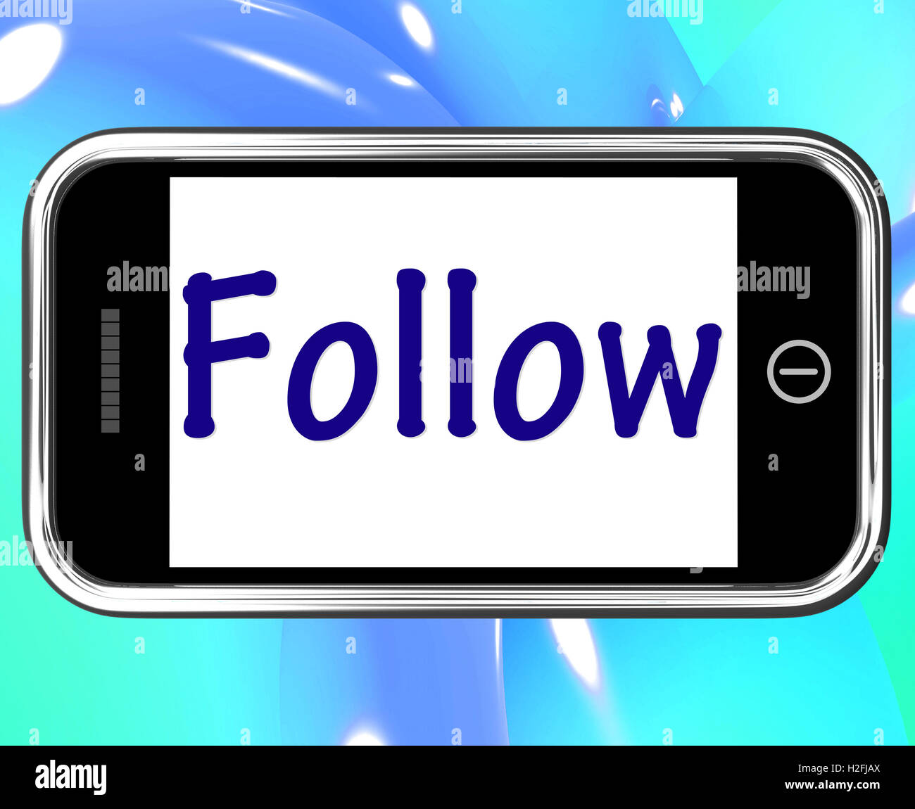 Follow Smartphone Means Following On Social Media For Updates Stock ...