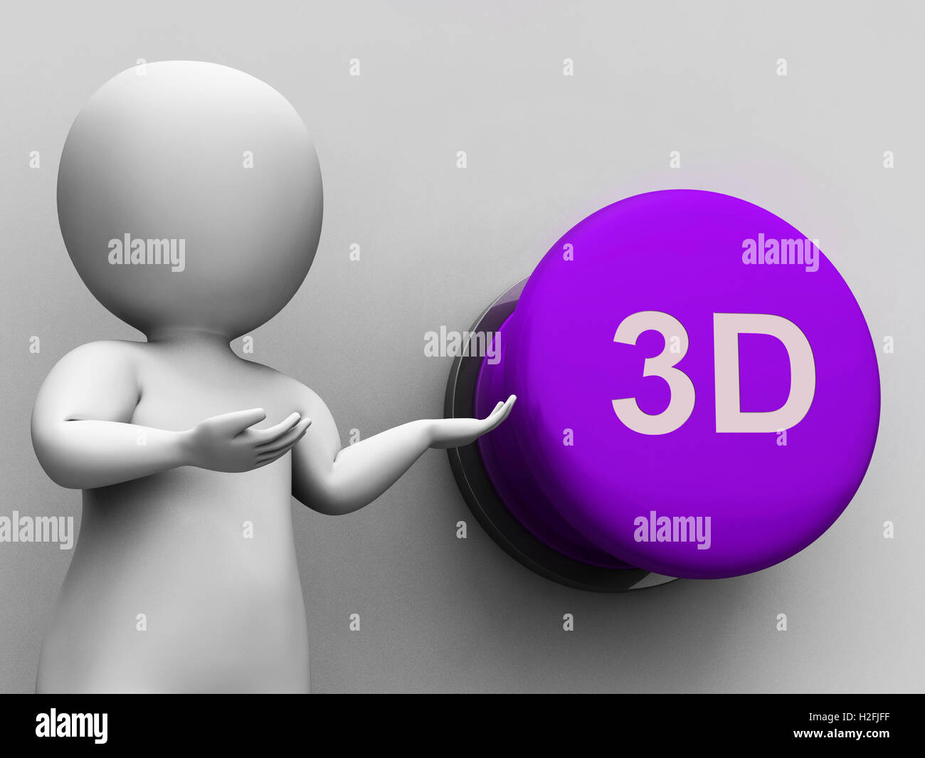3d Button Means Three Dimensional Object Or Image Stock Photo - Alamy