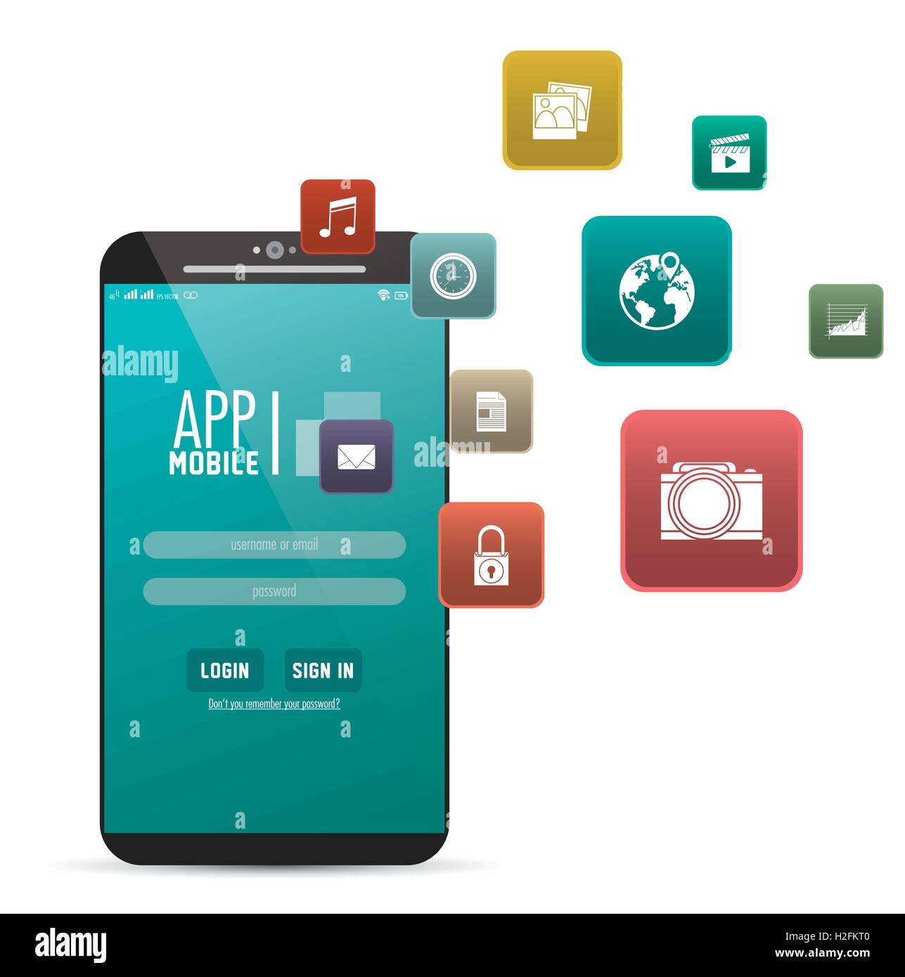Smartphone mobile and media app design Stock Vector Image & Art - Alamy