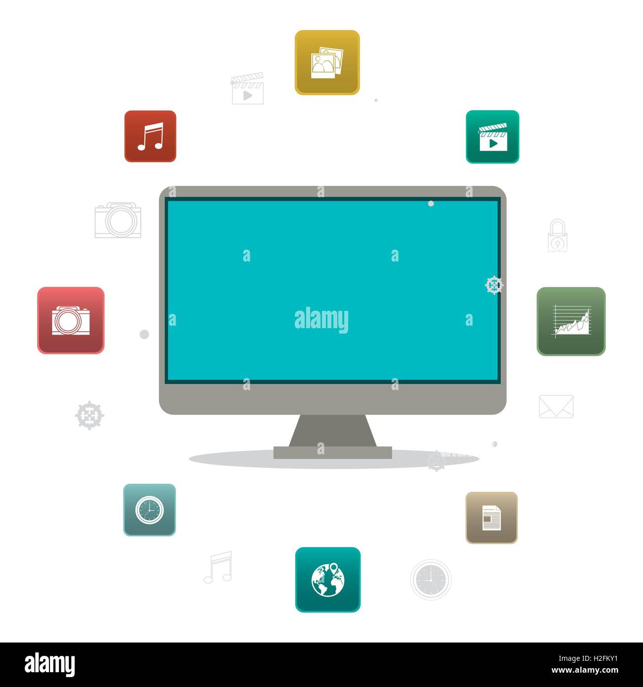 Computer and media app design Stock Vector Image & Art - Alamy